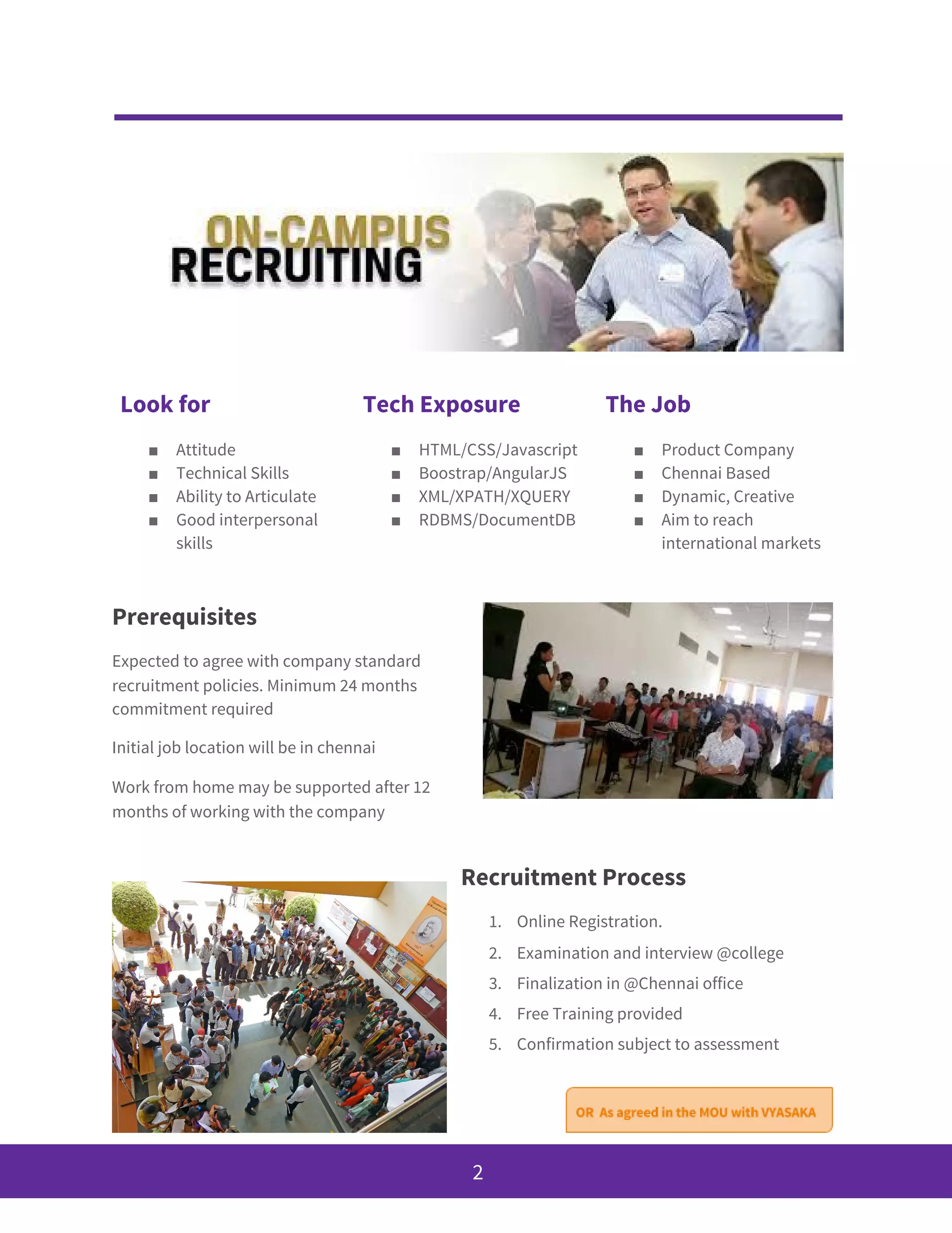 Vyasakaon Campus Recruitment Brochure | PDF