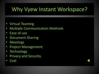 Vyew Instant Workspace | PPTX | Web Conferencing | Computer Software and Applications