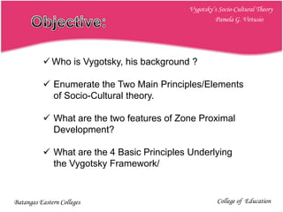 Vygotsky socio cultural theory | PPTX