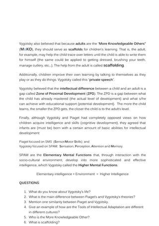 Vygotsky socio cultural theory | PDF
