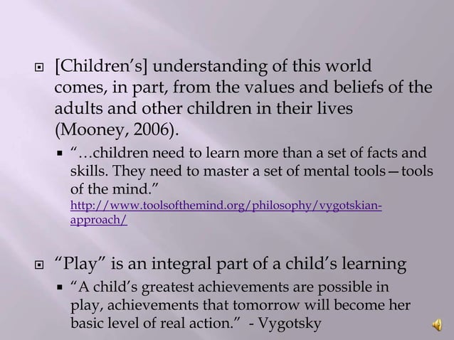 Vygotsky’s sociocultural theory of learning | PPTX | Daycare and Pre-School | Parenting