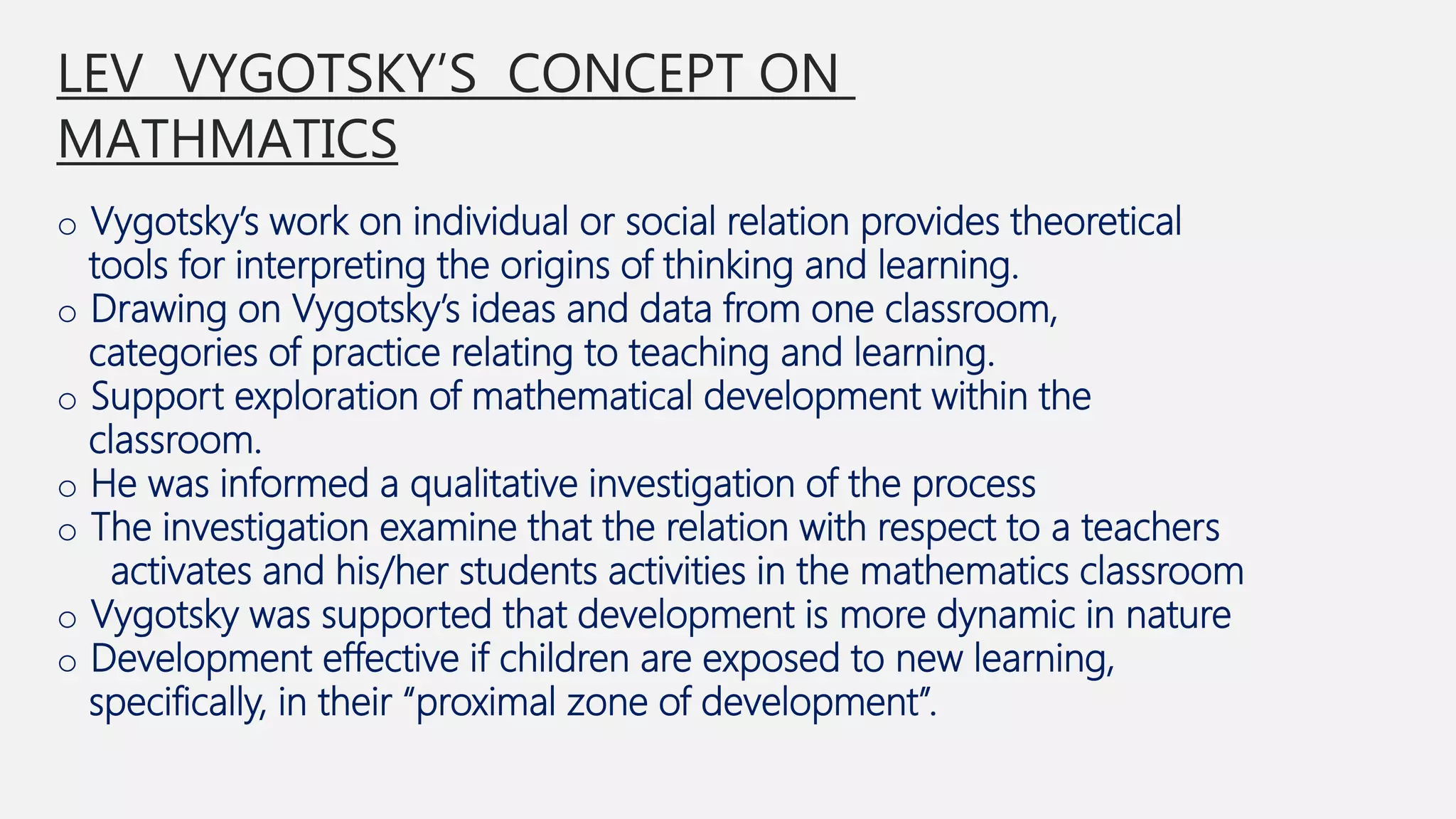 Vyogotsky perspective on mathmatics learning.. | PPTX