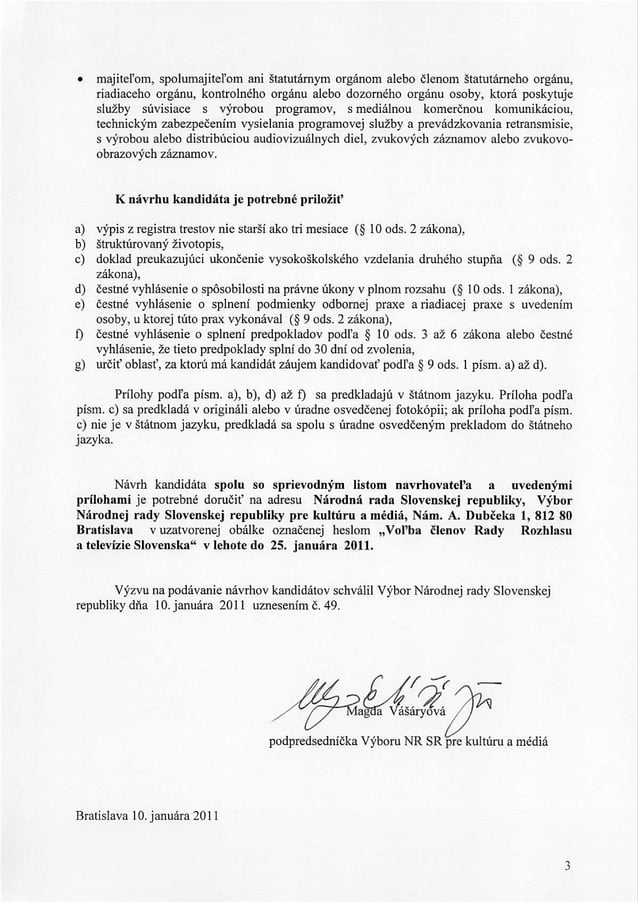 Výzva na členov rady RTVS | PDF