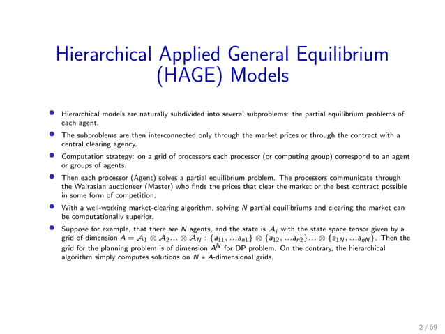 Hierarchical Applied General Equilibrium (HAGE) Models | PPT