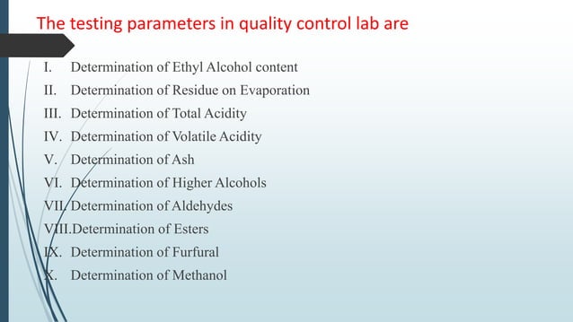 Quality control & testing parameters in alcoholic beverage | PPTX ...