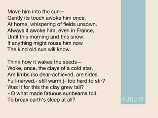 Futility by Wilfred Owen | PPTX