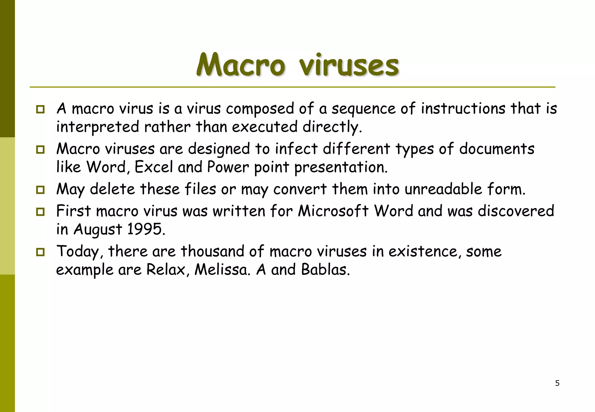 Computer Viruses and Classification lecture slides ppt | PPT