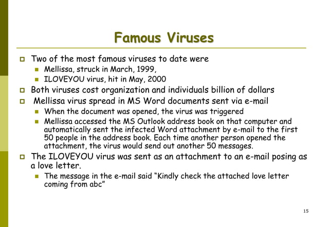 Computer Viruses and Classification lecture slides ppt | PPT