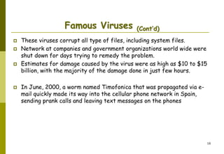 Computer Viruses and Classification lecture slides ppt | PPT