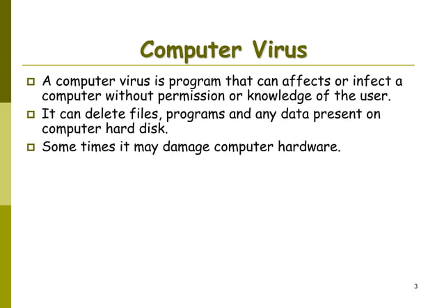 Computer Viruses and Classification lecture slides ppt | PPT