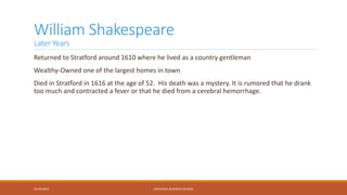 Life of William Shakespeare | PPTX