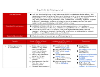 W.9 10.1 writeargumentskeigher (2) | PDF | Educational Assessment ...