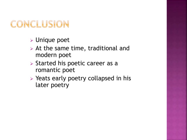 W.b.yeats as a modern poet | PPTX