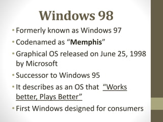 Windows operating system | PPTX | Operating Systems | Computer Software ...