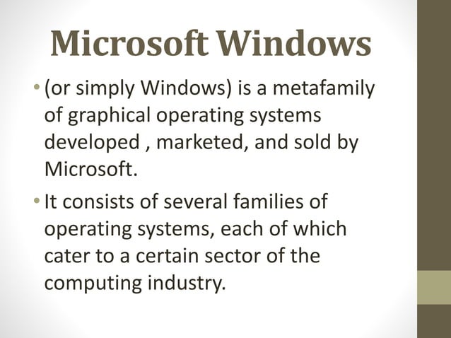 Windows Operating System Pptx Operating Systems Computer Software And Applications