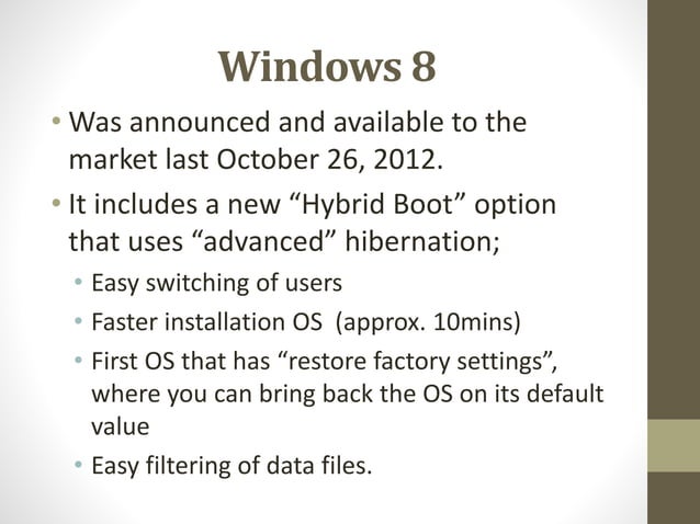 Windows Operating System Pptx Operating Systems Computer Software And Applications