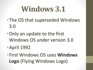 Windows operating system | PPTX | Operating Systems | Computer Software ...