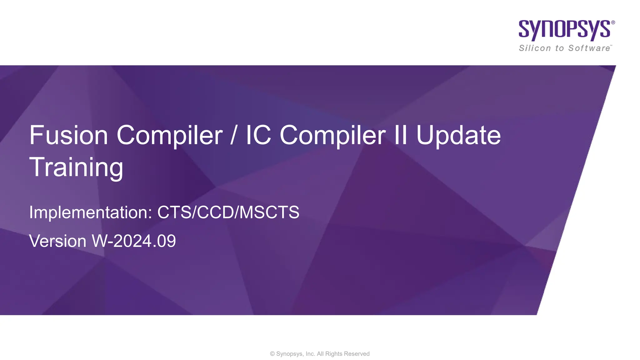 Fusion Compiler Incremental Clock Tree Synthesis Update W-2024.09_FC_ICCII_CTS_CCD_MSCTS_Update ...