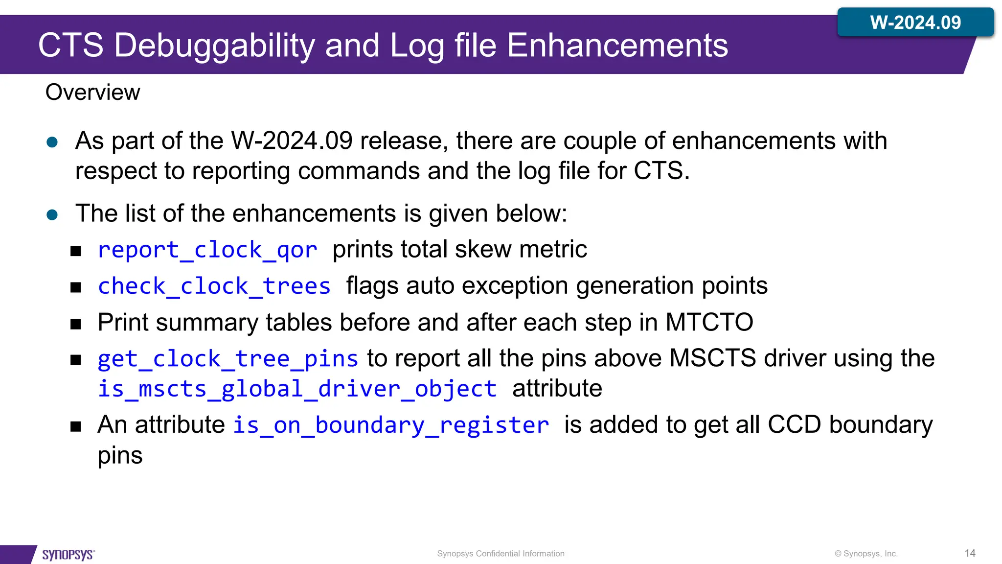 Fusion Compiler Incremental Clock Tree Synthesis Update W-2024.09_FC ...
