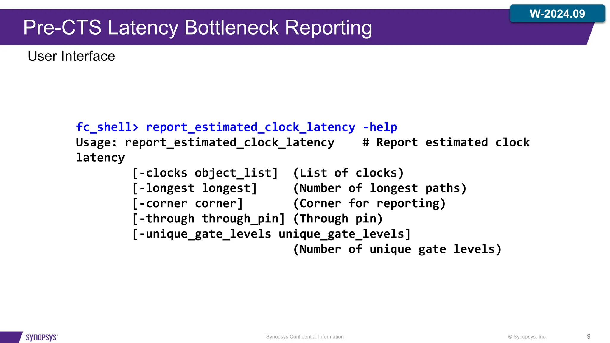 Fusion Compiler Incremental Clock Tree Synthesis Update W-2024.09_FC ...