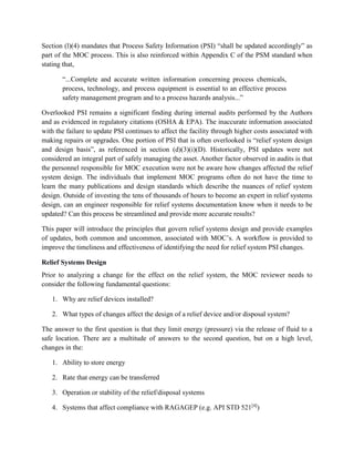 MOC Impact Workflow to Ensure that Relief Systems PSI is Updated with ...
