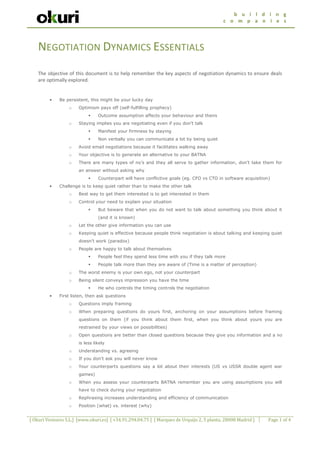 Negotiation dynamics essentials | PDF