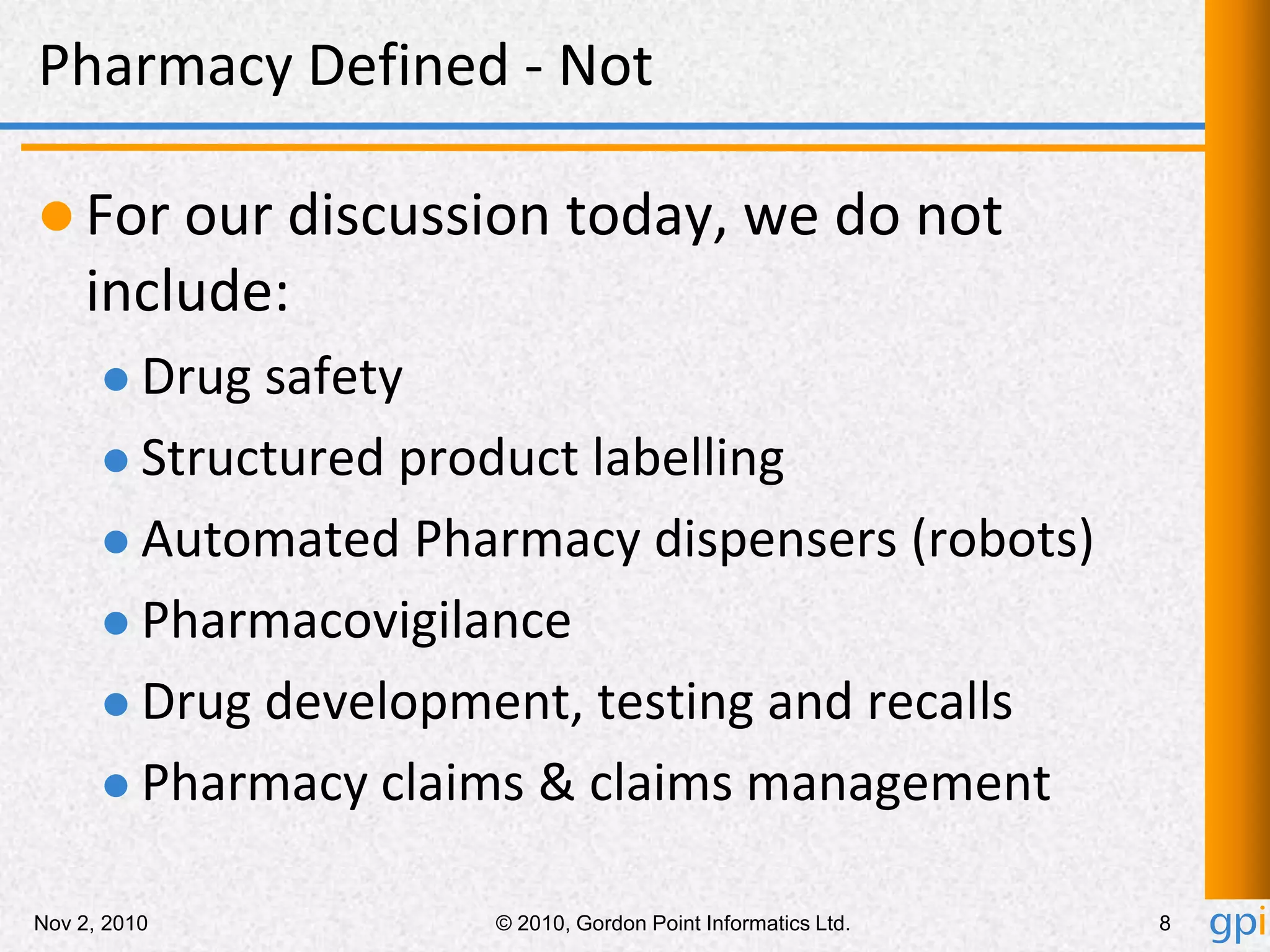 Pharmacy – Requirements, Standards, Architecture & Implementation | PPTX