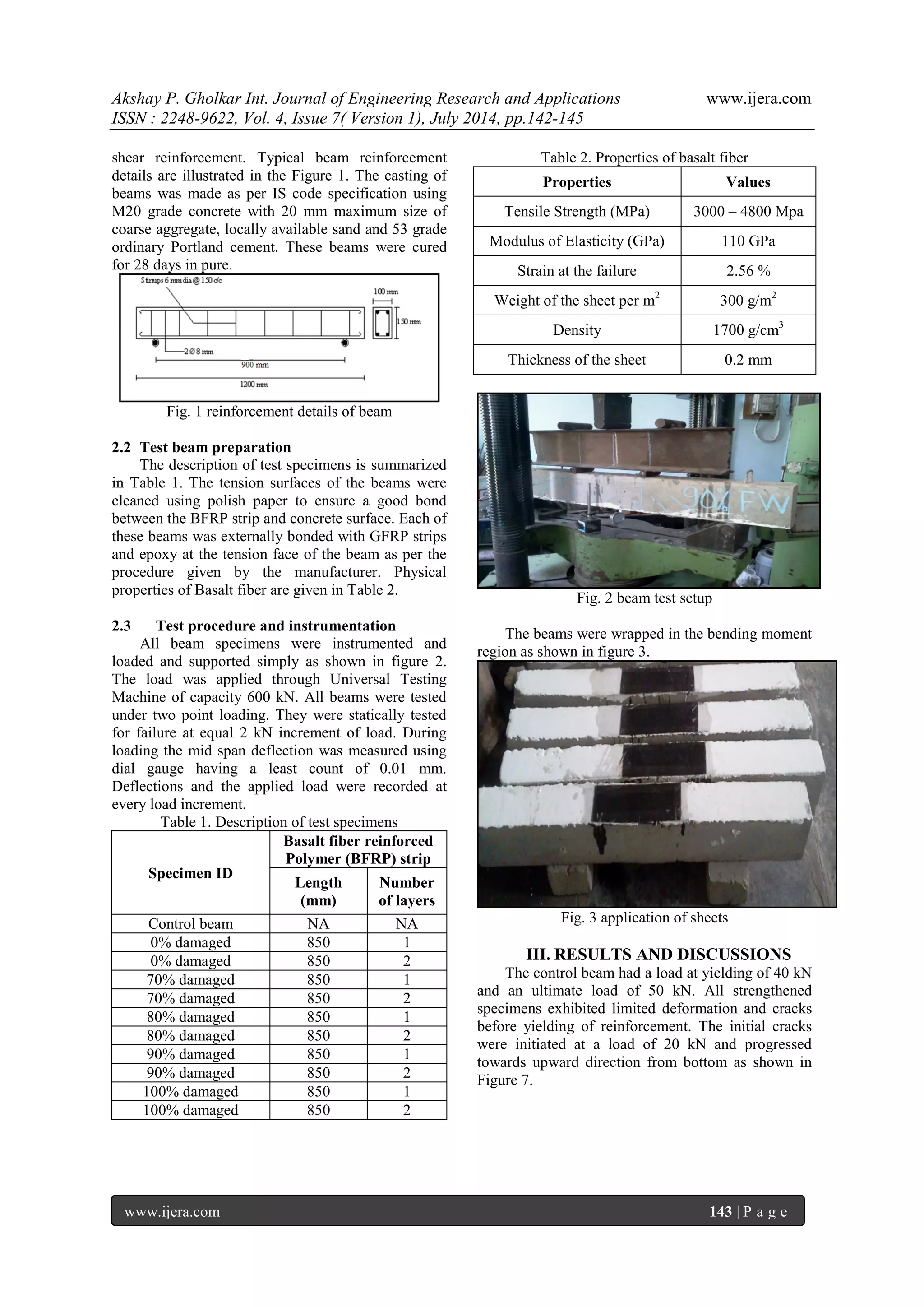Experimental Study of the Flexural Behaviour of Damaged RC Beams ...
