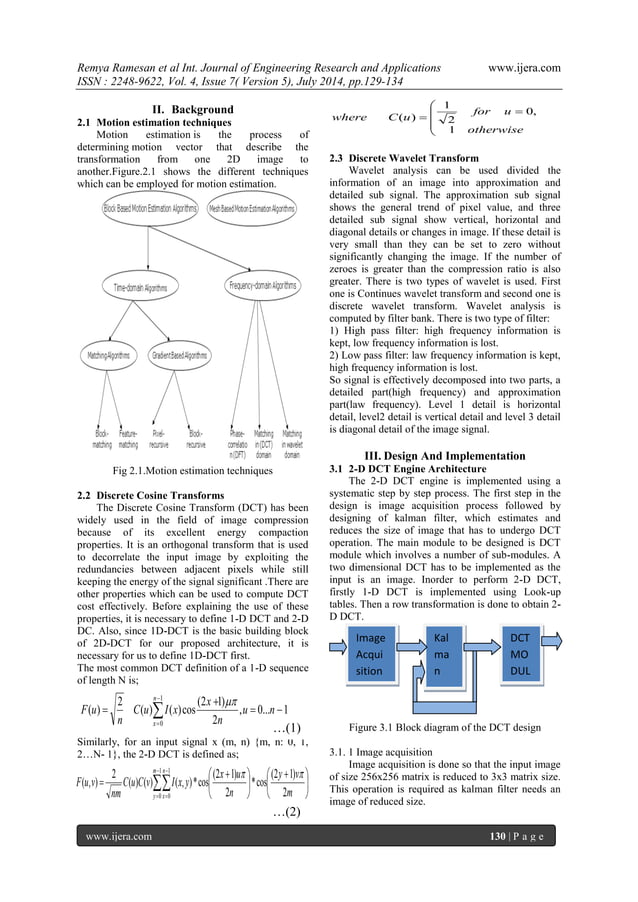 FPGA Implementation of 2-D DCT & DWT Engines for Vision Based Tracking of Dynamic Obstacles | PDF