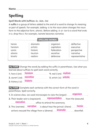 grade 5 English word study grammar spelling | PDF