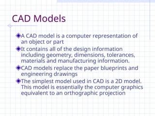 Computer Aided Design Introduction to CAD | PPT