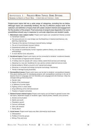 Maximizing the benefits of Project Work in a FL classroom | PDF