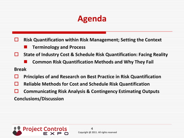 Session W1 - Reliable Risk Quantification For Project Cost and Schedule ...