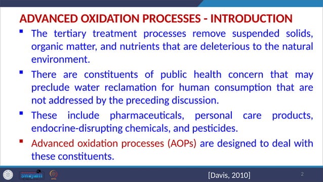 W10 L46-Advanced Oxidation Processes (AOP)-Introduction.pptx | Science