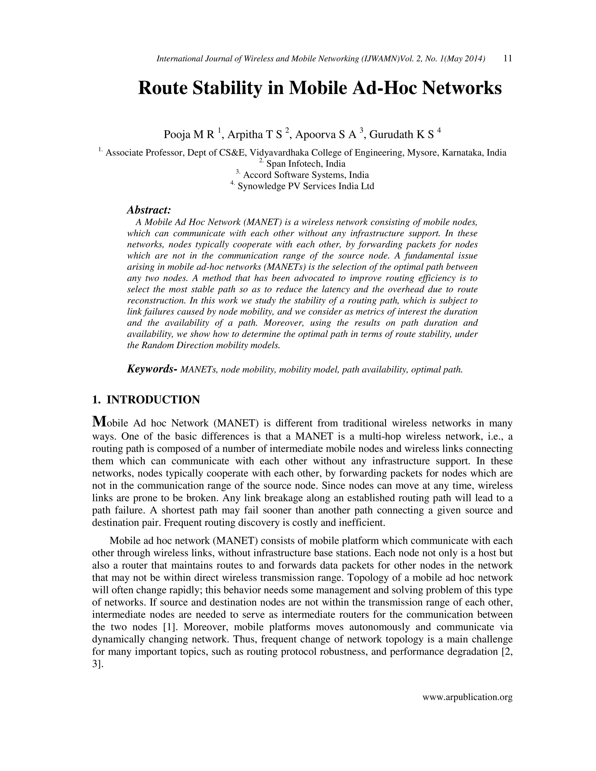 Route Stability in Mobile Ad-Hoc Networks | PDF | Computer Networking | Computing