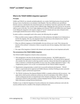 SABSA - TOGAF Integration White Paper | PDF