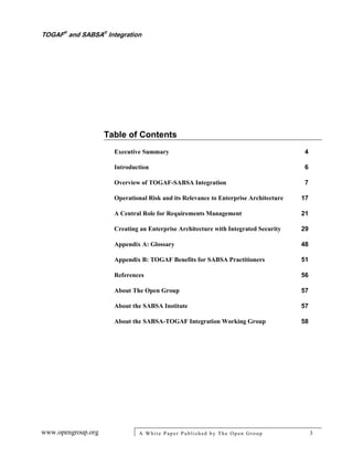 SABSA - TOGAF Integration White Paper | PDF