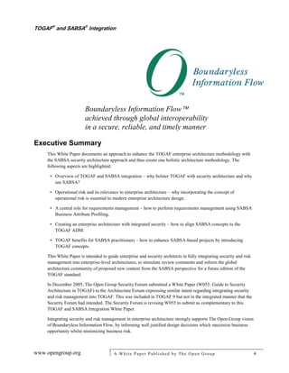SABSA - TOGAF Integration White Paper | PDF