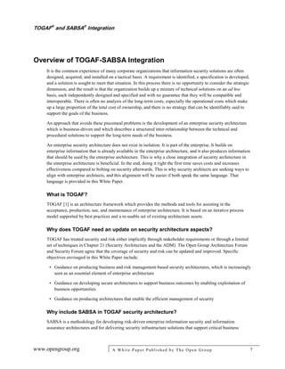 SABSA - TOGAF Integration White Paper | PDF