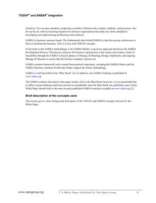 SABSA - TOGAF Integration White Paper | PDF