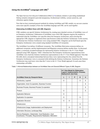 Using the ArchiMate Language with UML | PDF