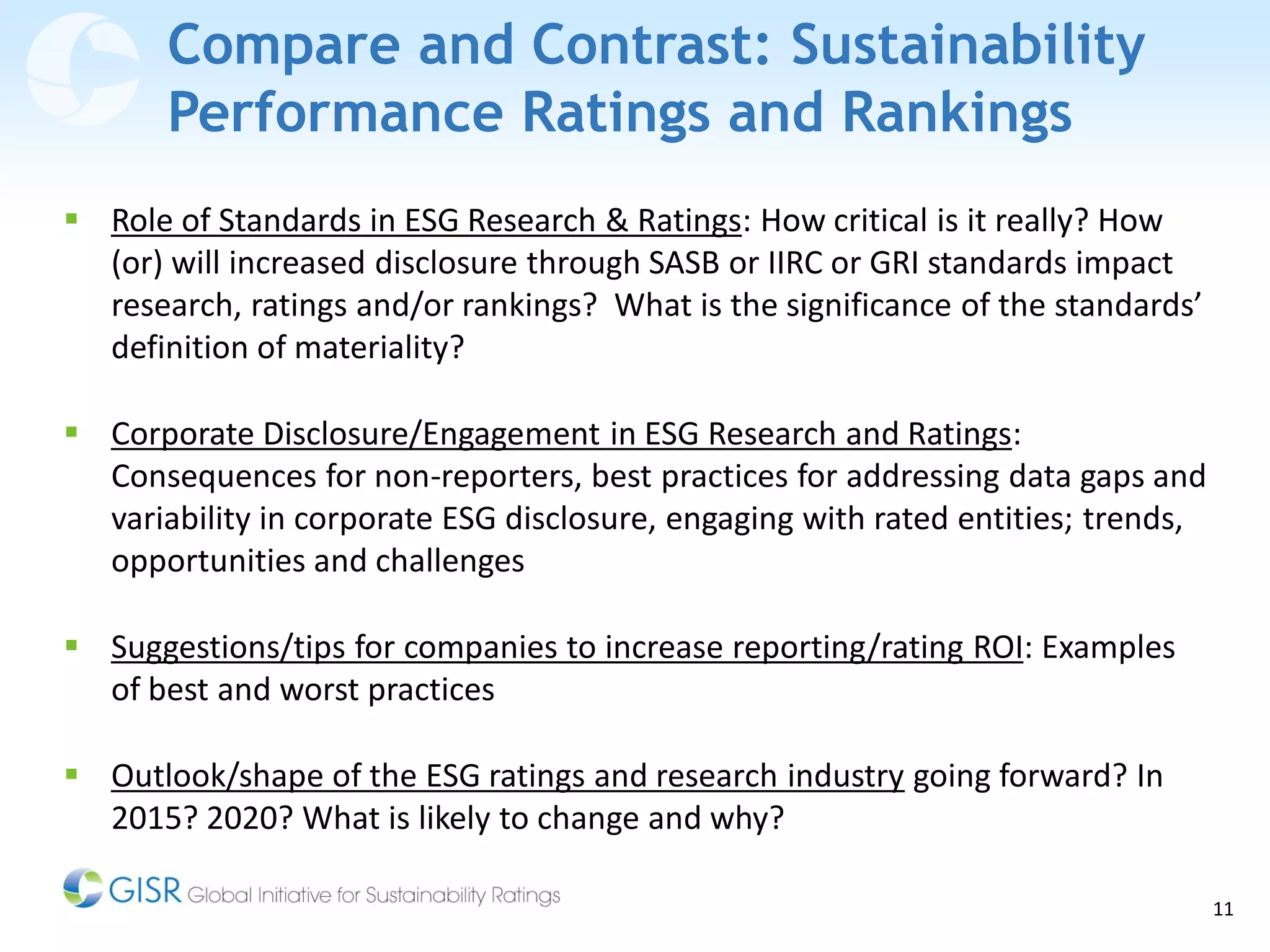 Compare and Contrast: Sustainability Performance Ratings and Rankings | PPT