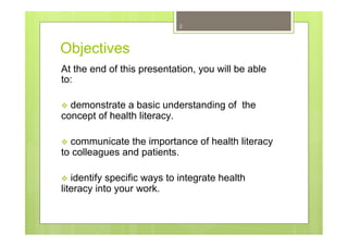 Health literacy presentation | PDF
