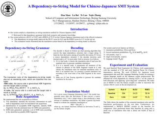 Hua Shan - 2015 - A Dependency-to-String Model for Chinese-Japanese SMT System | PPT