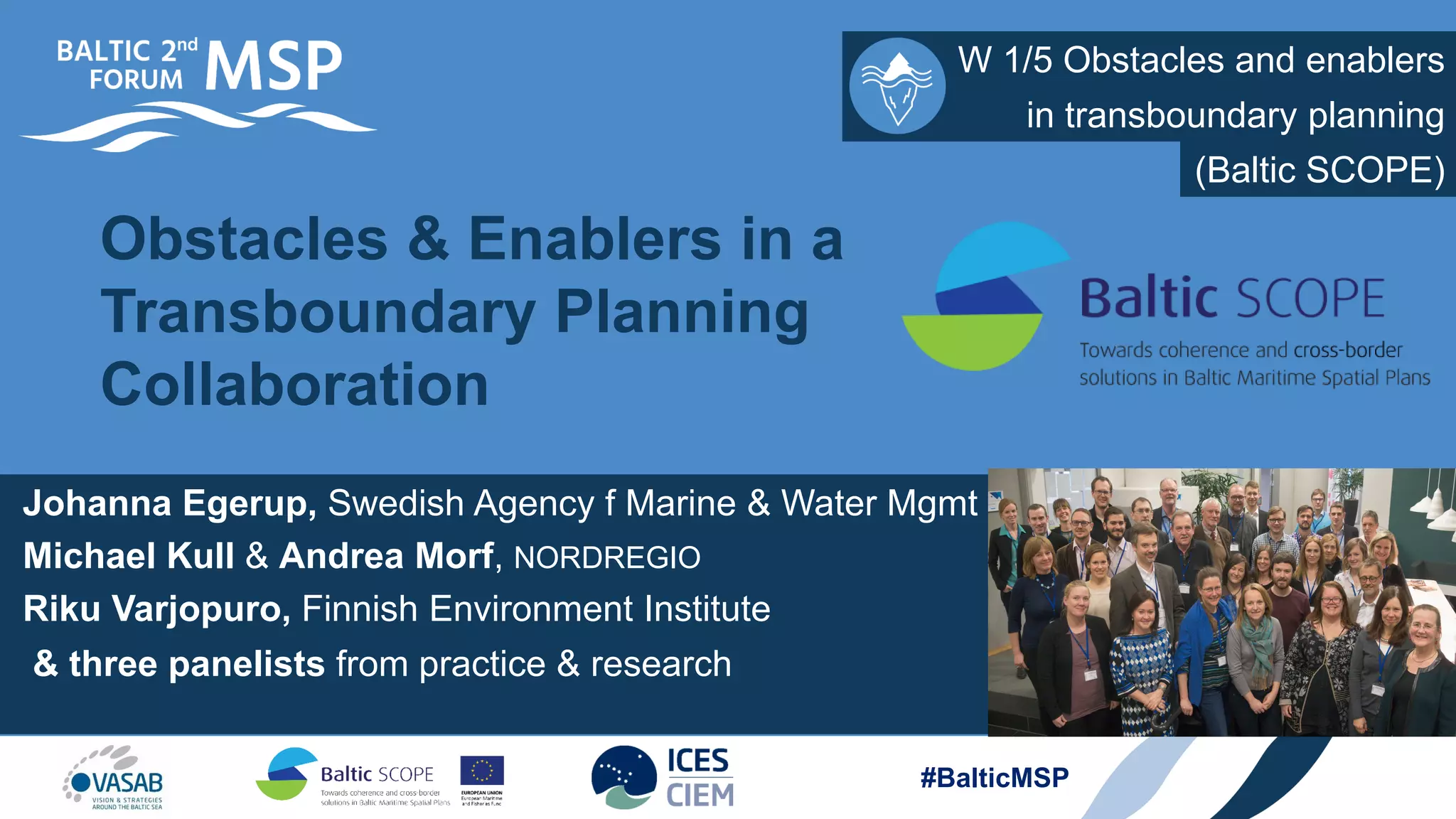 Obstacles and enablers in transboundary planning collaboration (Baltic ...