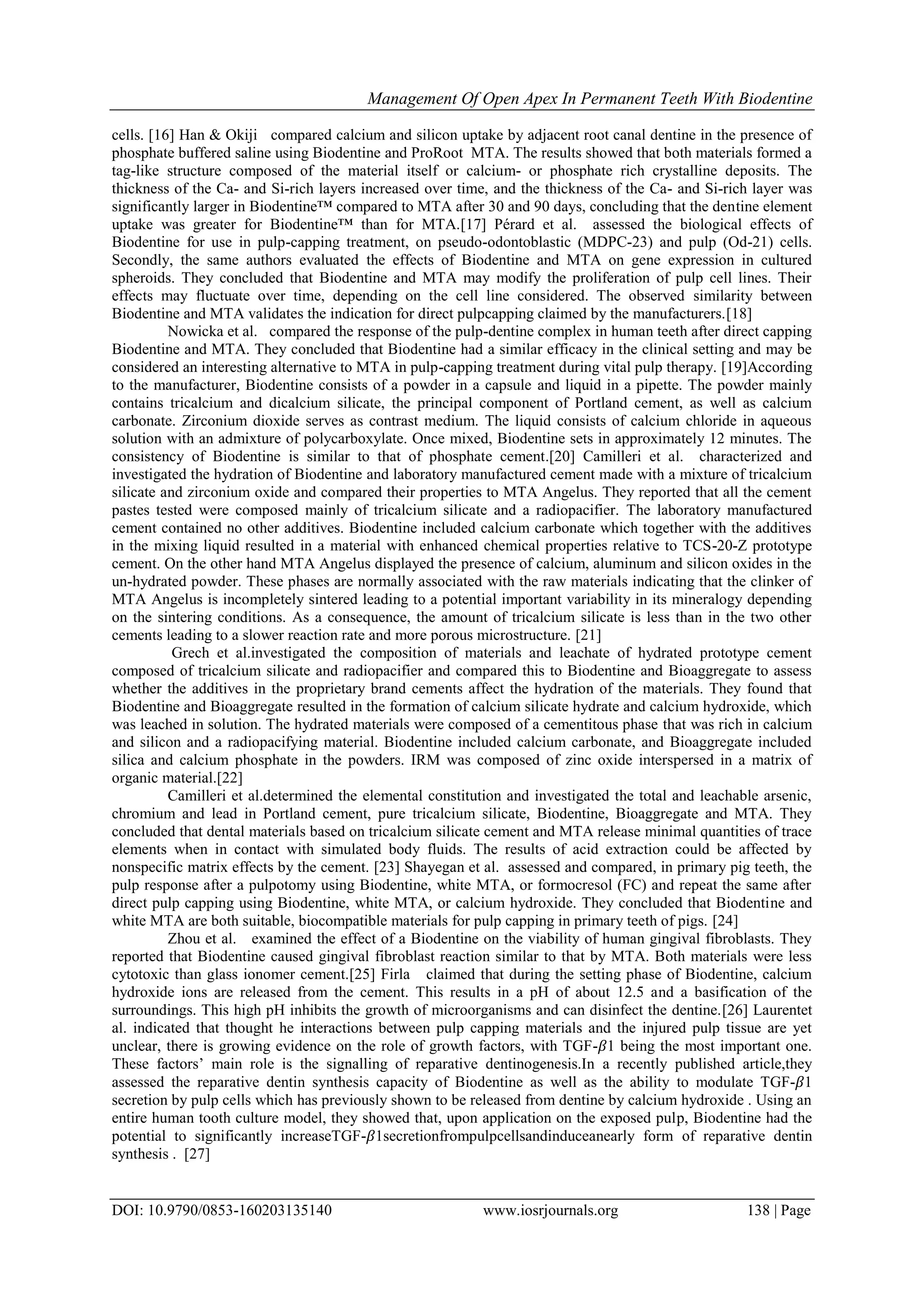 Management of Open Apex in Permanent Teeth with Biodentine | PDF