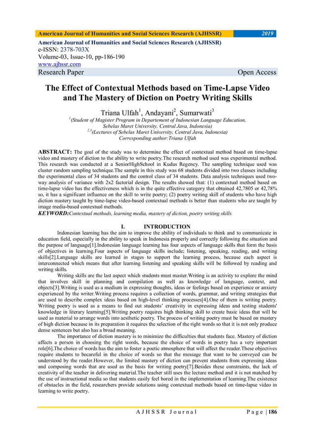 The Effect Of Contextual Methods Based On Time Lapse Video And The