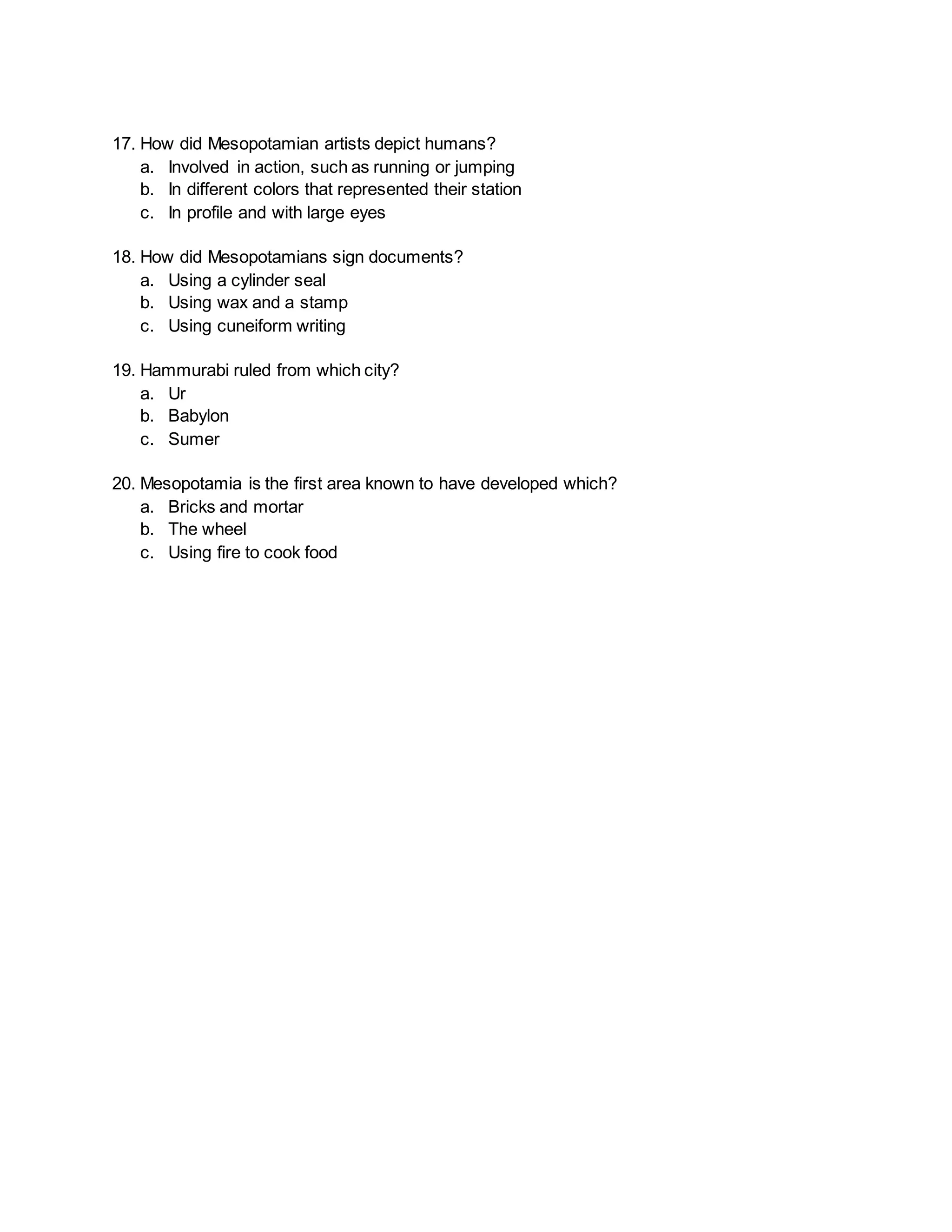 Mesopotamia test | DOCX