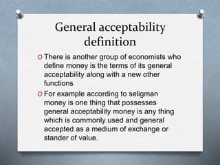 Definition of money | PPTX