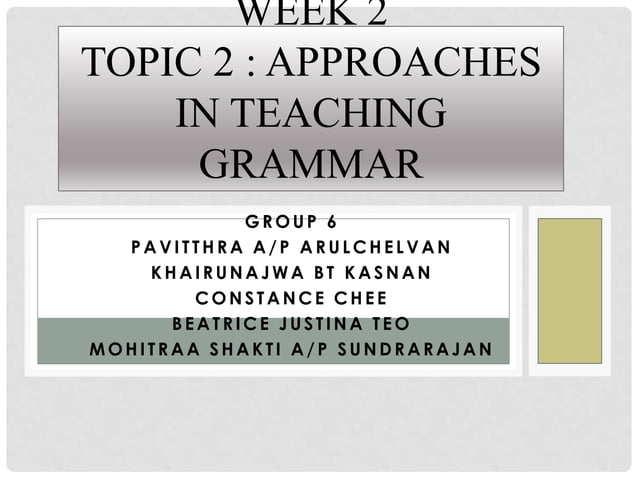 Introduction to grammar & Approaches in teaching grammar | PPTX